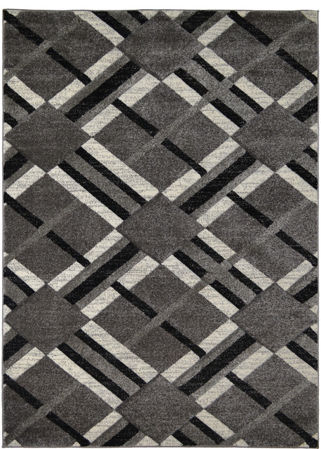 Axel Easton Black Contemporary Area Rug, 5'3"x7'3" - Contemporary ...