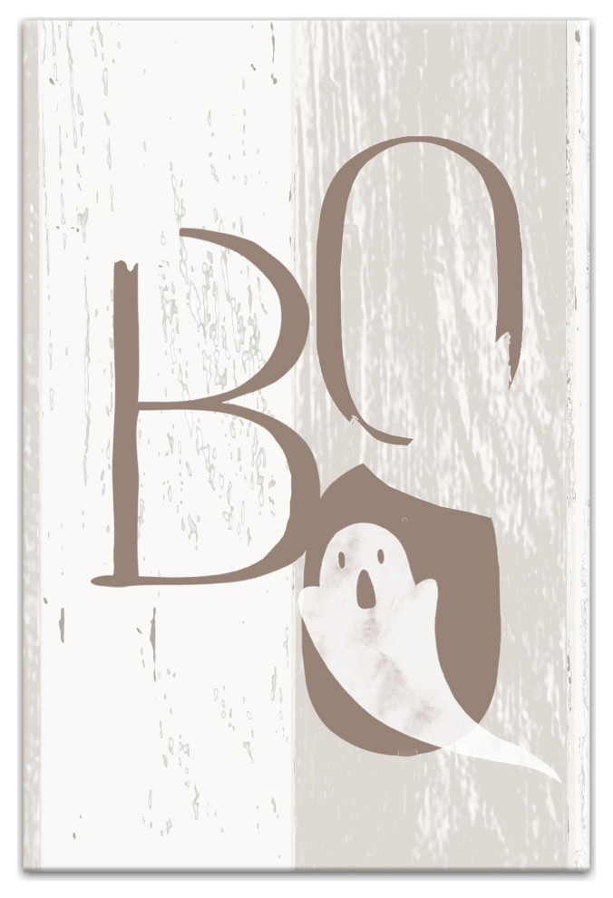 Boo Faux Wood 12x18 Canvas Wall Art, 12x18 - Contemporary - Prints And ...