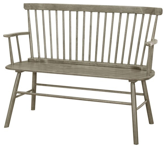 Benzara BM215323 Curved Design Spindle Back Bench With Splayed Legs ...