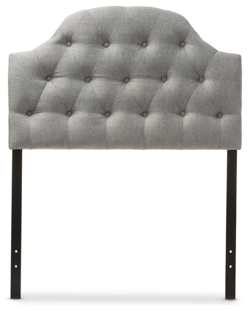 Morris Faux Leather Upholstered Button-Tufted Scalloped Twin Headboard ...