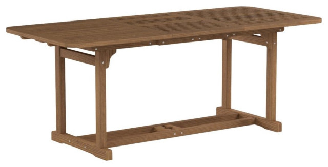 Outdoor Dining Table, Acacia Wood Frame With Extendable Slatted Top ...