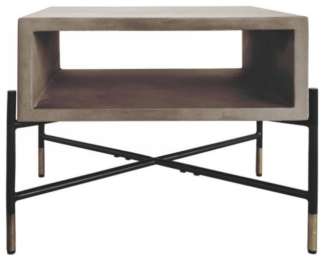 Nysa Modern Concrete and Metal End Table - Industrial - Side Tables And ...