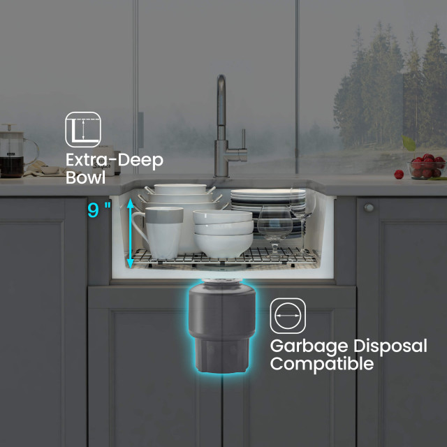 Landis 32″ Fireclay Kitchen Undermount Sink Single Bowl - Contemporary ...