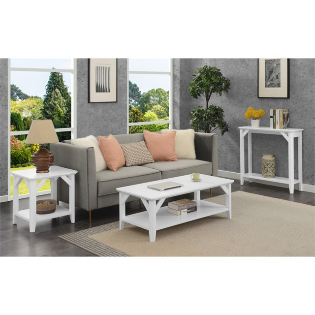 Convenience Concepts Winston End Table with Shelf in White Wood Finish ...