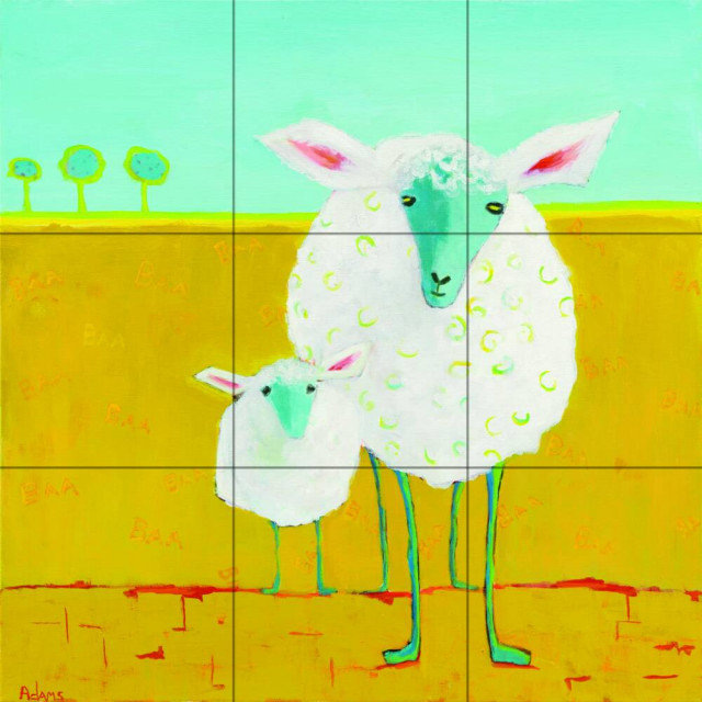 Tile Mural Kitchen Backsplash Mama and Baby Sheep by Phyllis Adams, 18 ...