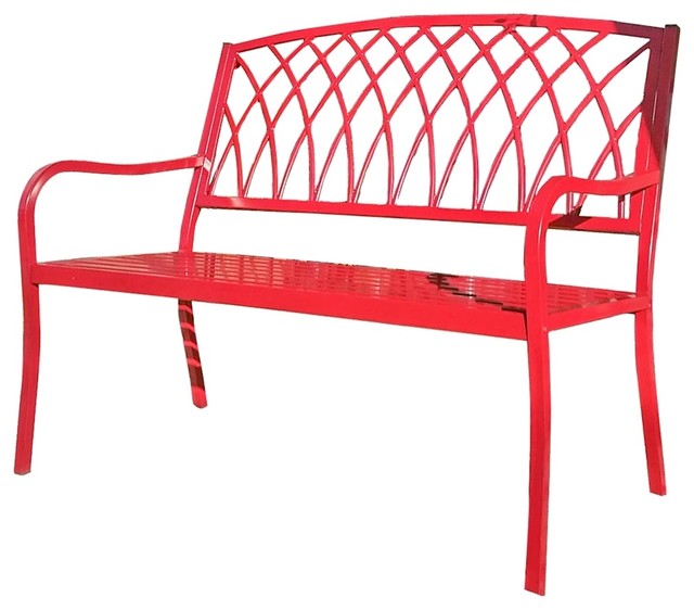 Innova Lancaster Outdoor Steel Bench - Contemporary - Outdoor Benches ...