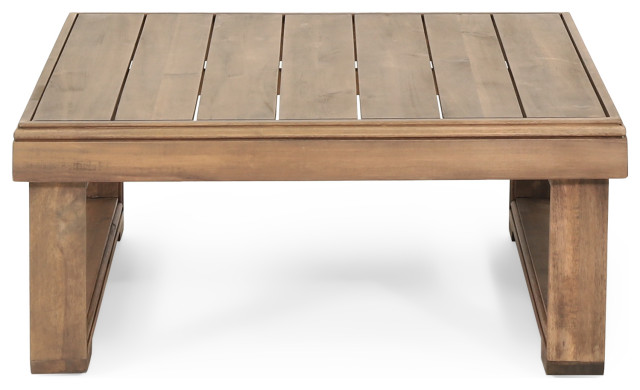 Andrae Outdoor Acacia Wood Square Coffee Table, Brown Wash ...