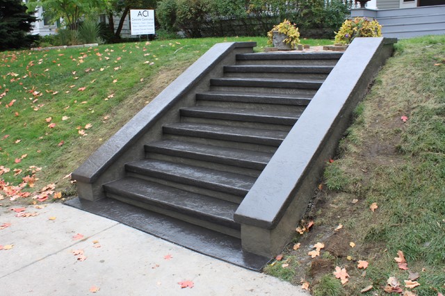 Saint Paul Steps With Cheek Walls and Caps - Traditional - Landscape ...