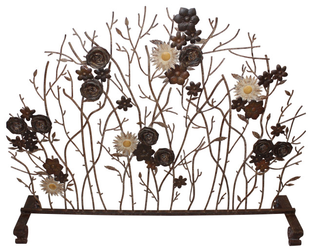 Assorted Color Floral Decorative Fire Screen - Contemporary - Fireplace ...