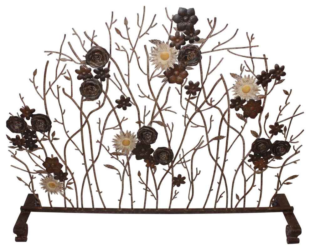 Assorted Color Floral Decorative Fire Screen - Contemporary - Fireplace ...