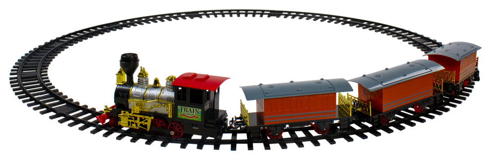 20-Piece Battery Operated Red and Orange Animated Christmas Train Set ...