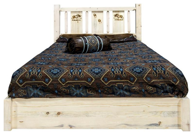 Montana Woodworks Homestead Wood Full Platform Bed with Moose Design in ...