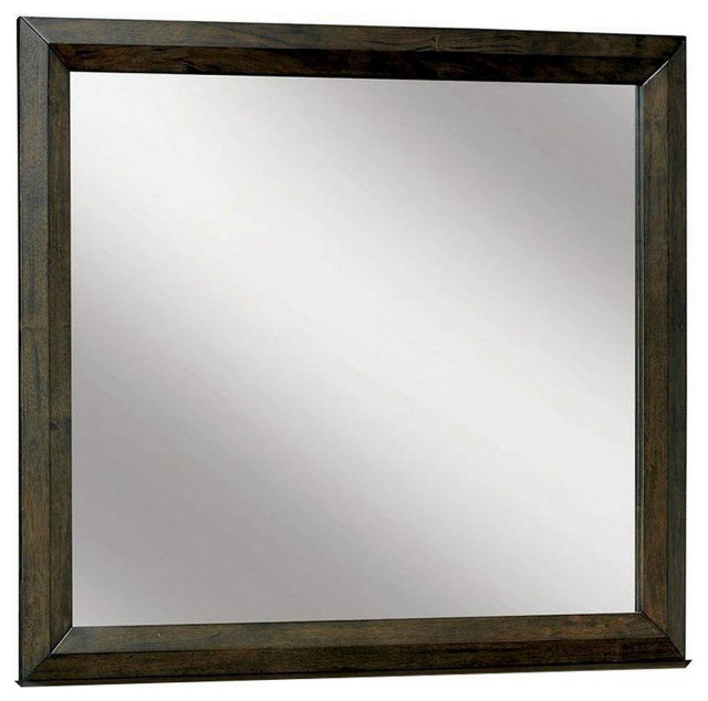 Rectangular Wooden Frame Mirror With Dual Tone Look, Brown - Rustic ...