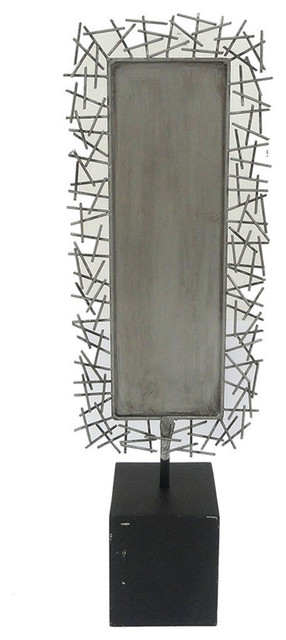 Trendy Metal Tabletop With Base, Gray, Small - Contemporary ...