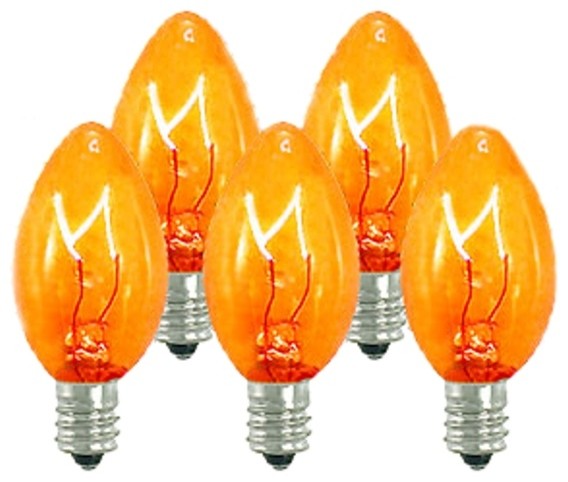 C7 Dimmable Incandescent Transparent Orange/Amber Bulbs E12 Base ...