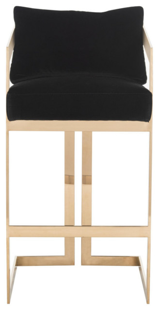 Chael Velvet Bar Stool Giotto Black - Contemporary - Bar Stools And ...