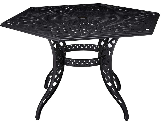 Patio Dining Table, Hexagonal Design & Mesh Patterned Top, Antique ...