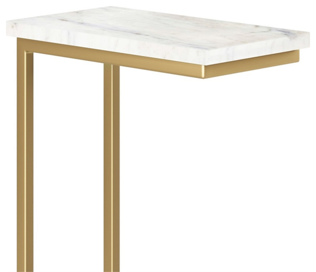 Skyler Industrial 18 inch Wide Metal C Side Table with Marble Top ...
