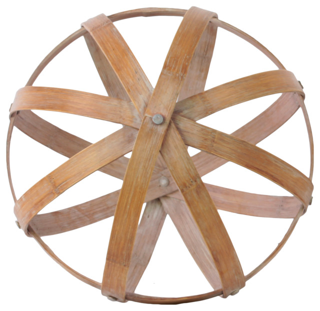 Round Bamboo Dyson Orb Sculpture Natural Brown Finish, Large - Asian ...