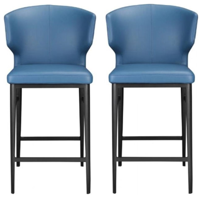 Home Square 26" Contemporary Counter Stool in Sky Blue - Set of 3 ...