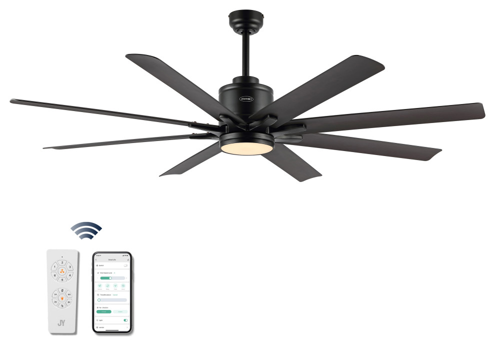 1-Light Industrial 6 Speed Ceiling Fan, App/Remote, LED - Transitional ...