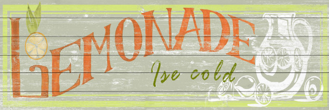 "Ice Cold Lemonade" Painting Print on White Wood, 30"x10" - Farmhouse ...