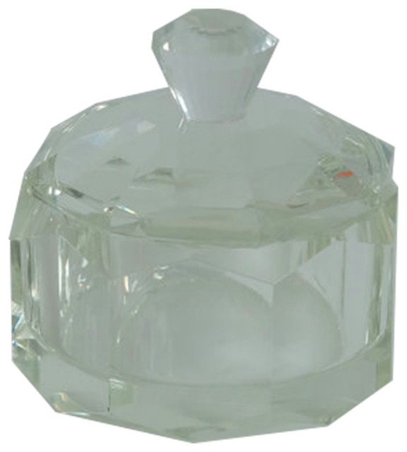 Glass, 4"d Trinket Box W/ Knob Lid, Clear - Traditional - Jewelry Boxes ...