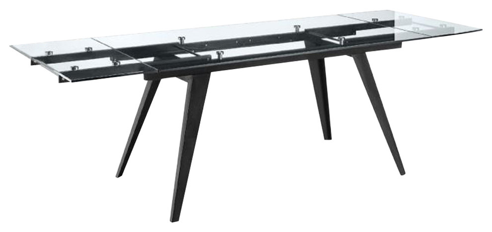 Rectangular Glass Top Extension Dining Table - Midcentury - Dining ...