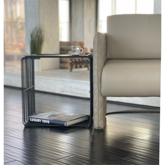 Pangea Home Fredo Modern Metal Side Table with A Tray Top in Black ...