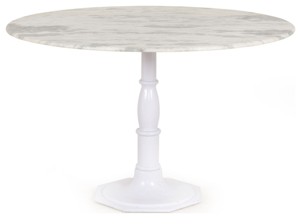 Lucy Nimbus White Round Dining Table 60" - Traditional - Dining Tables - by Zin Home | Houzz