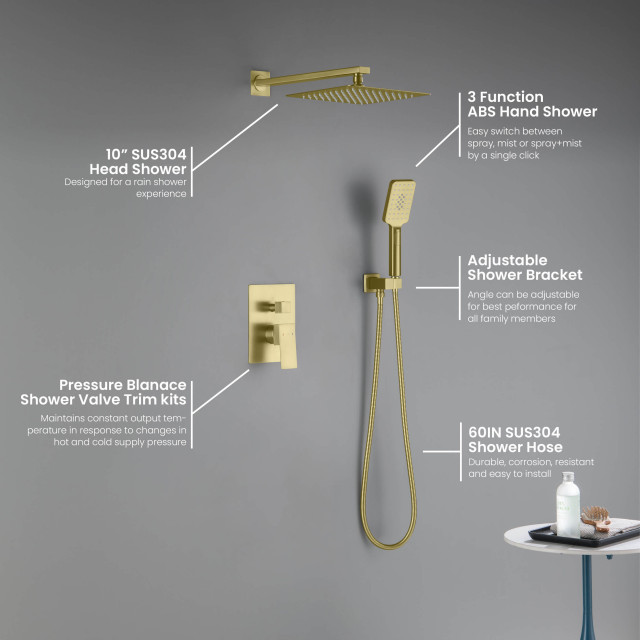 Cube Pressure 2-Function Shower System, Rough-In Valve - Transitional ...