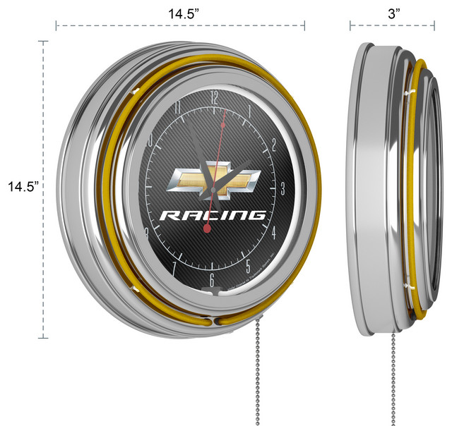 Chevrolet Chrome Double Rung Neon Clock, Chevy Racing - Contemporary ...