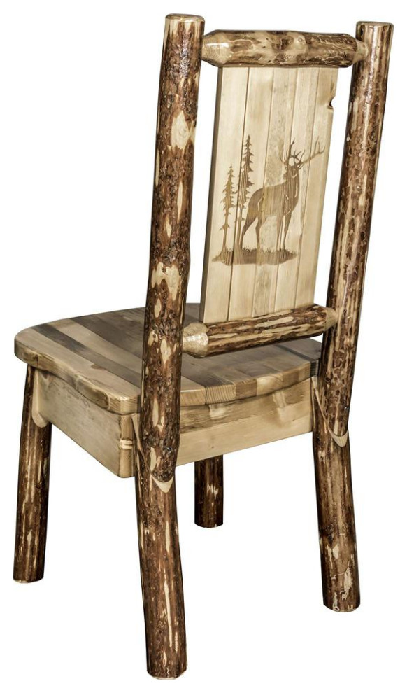 Glacier Country Collection Side Chair With Laser Engraved Elk Design ...