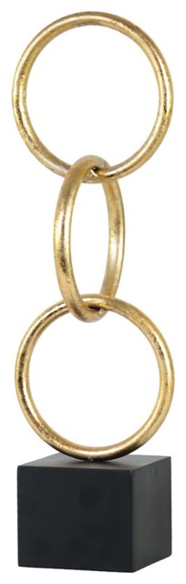 Contemporary Metal Chain Design Sculpture on Square Stand, Gold and ...