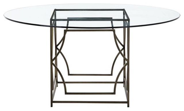 American Home Classic Edward Round Modern Metal Dining Table in Brushed ...