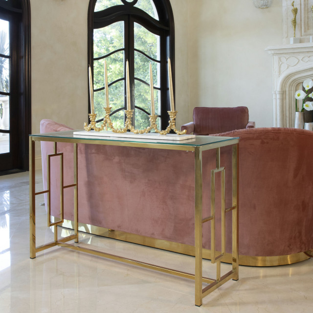 Gold Metal/glass Console Table, Kd - Contemporary - Console Tables - by ...