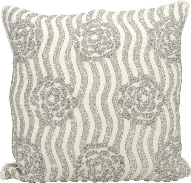 Kathy Ireland Rose Garden Silver Throw Pillow - Contemporary ...