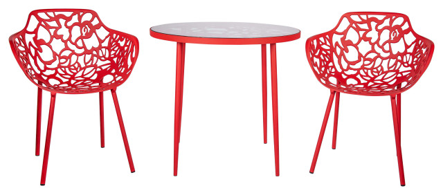 LeisureMod Modern Devon Aluminum Chair, Set of 2 Red - Traditional ...