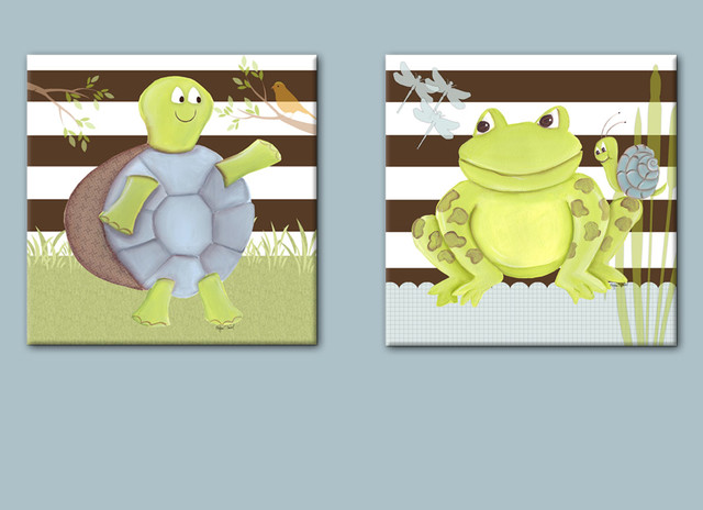 Frog on Stripes - Contemporary - Kids Wall Decor - by Doodlefish, Inc ...