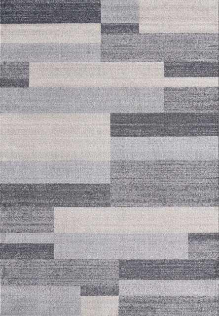 Abani Quartz QRZ140A Contemporary Color Block Grey Beige Area Rug, 4 x ...