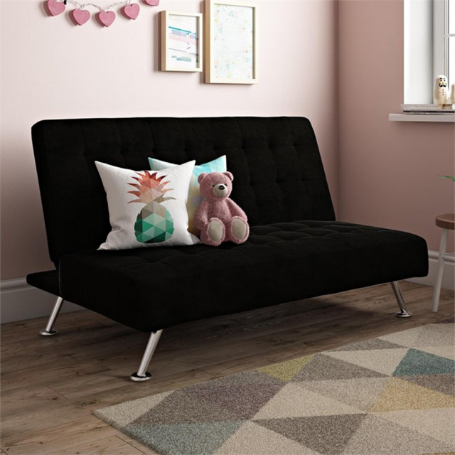 DHP Mabel Tufted Kids Sleeper Sofa in Black and Chrome - Contemporary - Kids Sofas - by ...