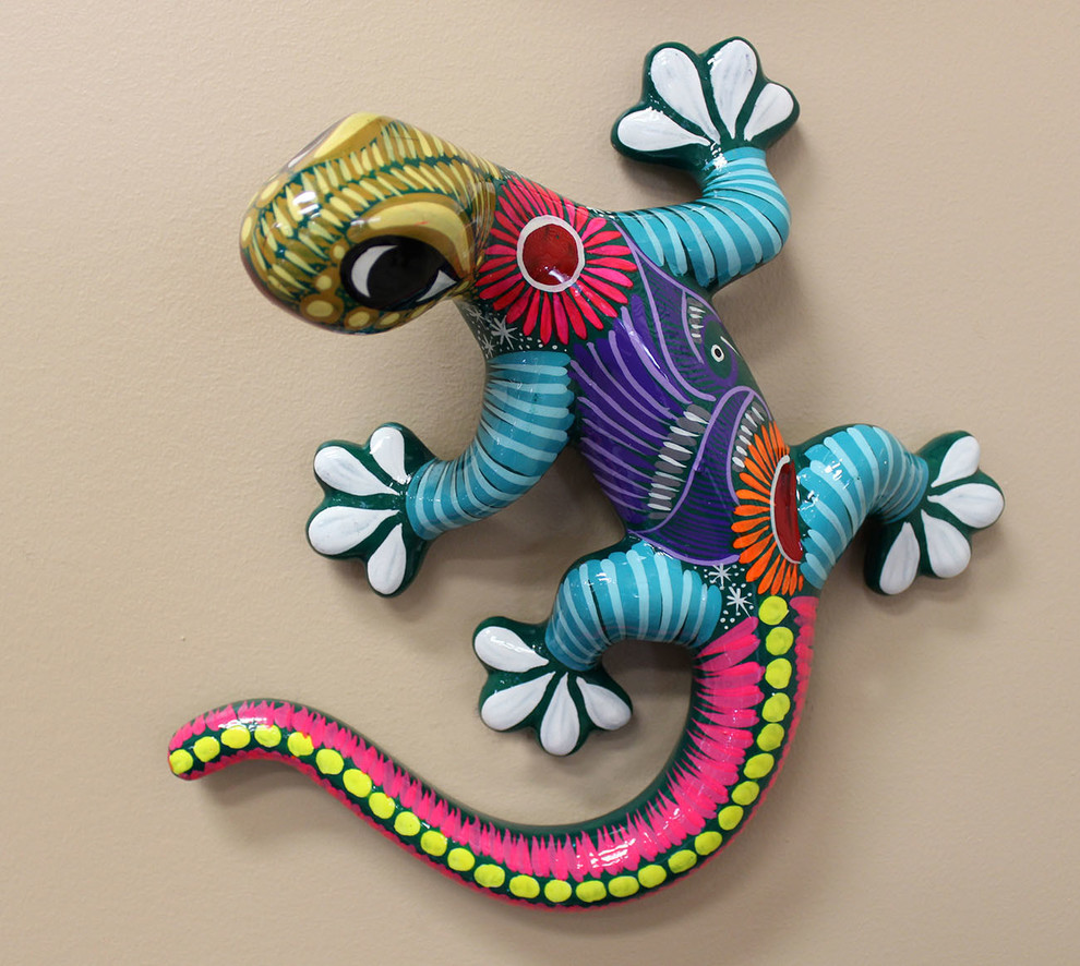 Large Alebrije style Gecko 9" x 10" - Mediterranean - Outdoor Wall Art ...
