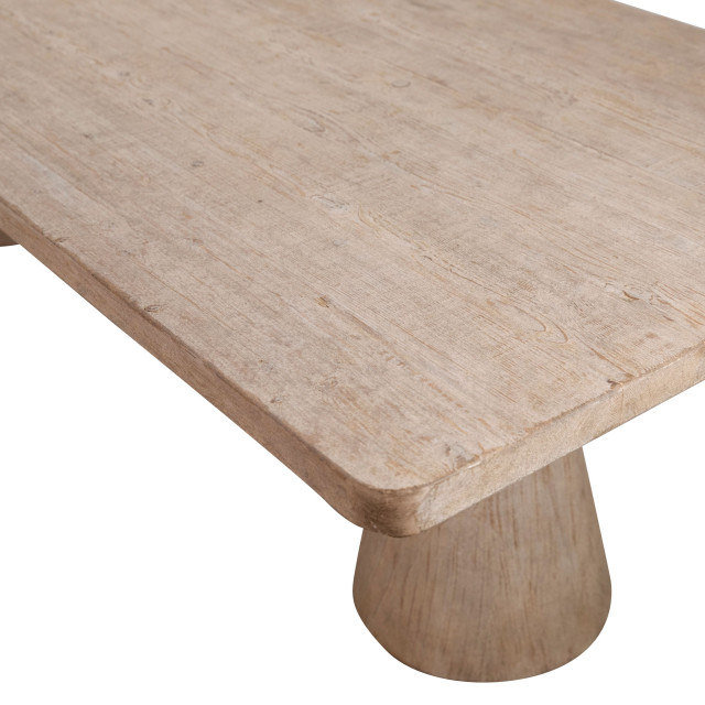 Hayes 108" Rectangular Reclaimed Pine Double Cone Trestle Base Dining ...