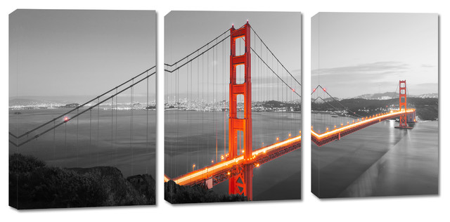 San Francisco Golden Gate Bridge Canvas Print, 3 Panel Split, Triptych ...