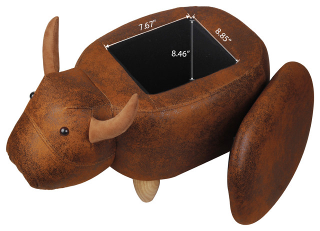 Brown Buffalo Cow Animal Ottoman Storage Faux Leather Foot Stool ...