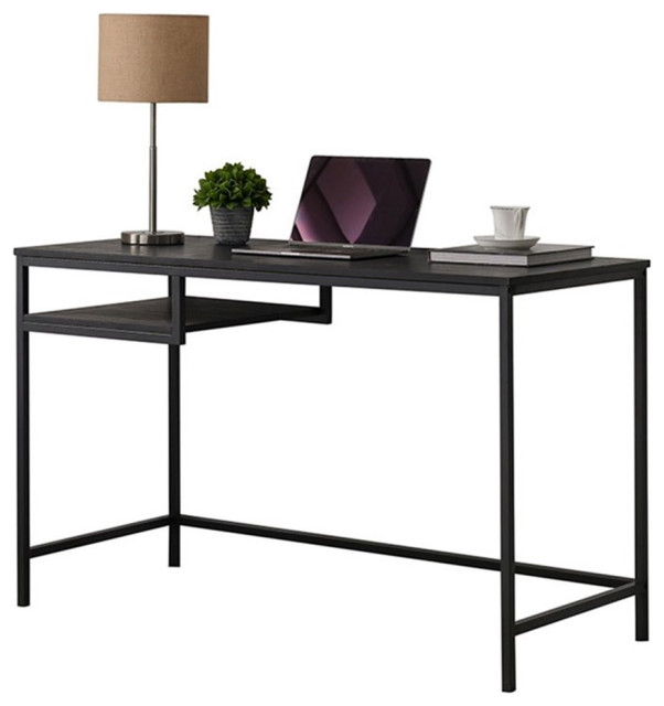 IN Room Furniture Designs Contemporary MDF Wood and Metal Desk in Black ...