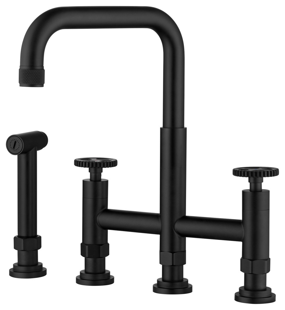 Bridge Style Kitchen Faucet With Side Spray - Transitional - Kitchen ...