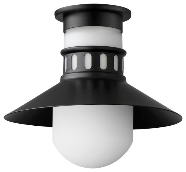 Admiralty One Light Outdoor Flush Mount in Black - Beach Style ...