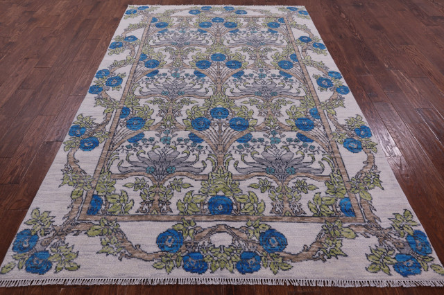 Handmade William Morris Wool Rug 5' 11" X 9' 2" - Q15688, 5' 11" X 9' 2 ...