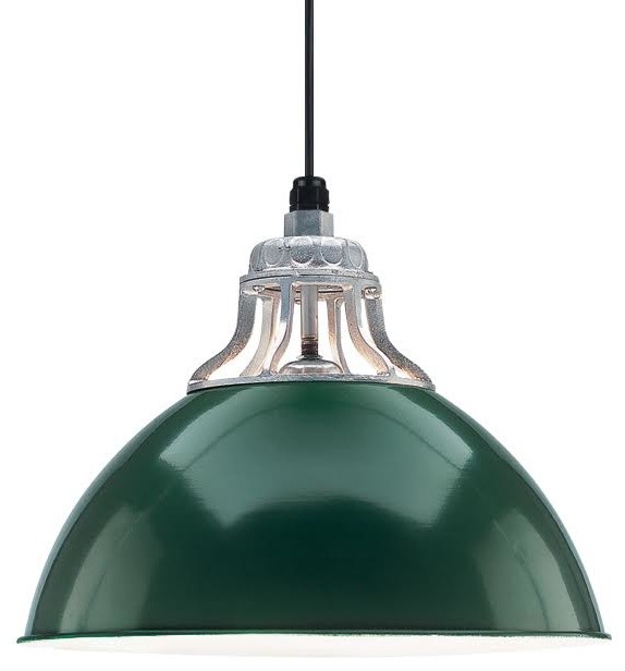 Warehouse Pendant, Dark Green/Galvanized - Contemporary - Pendant ...